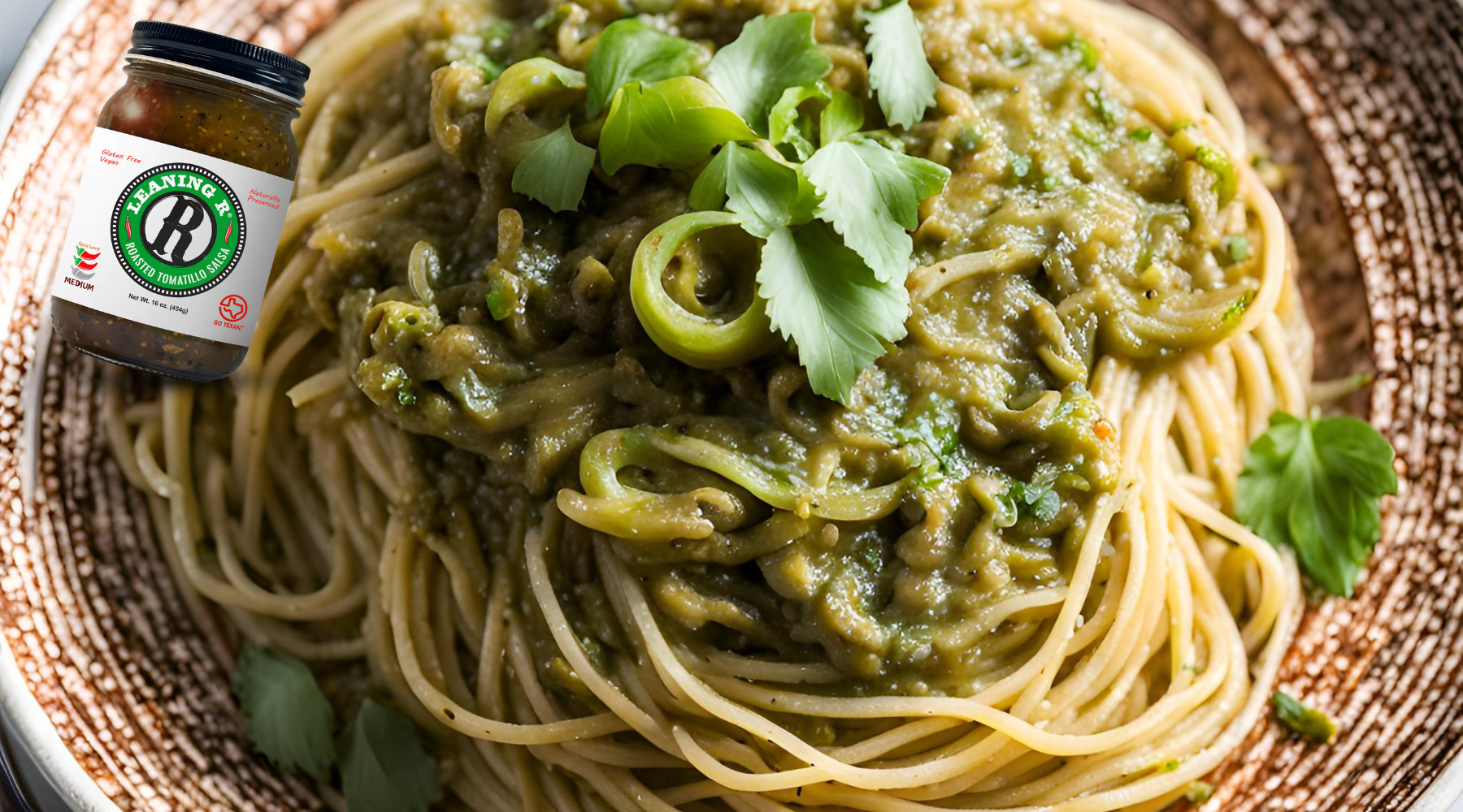 ROASTED TOMATILLO SALSA SPAGHETTI PASTA SAUCE – LEANING R Salsa